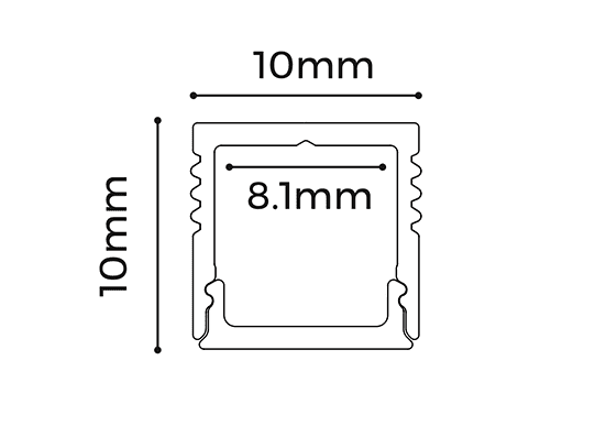 ALS Led Profile Surface 10x10 Black Opal Set 2m
